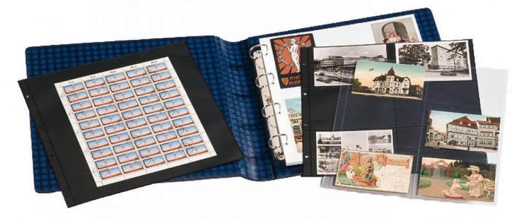 Plastic Pockets MAXIMUM, interleaves for old postcards, black- double ...