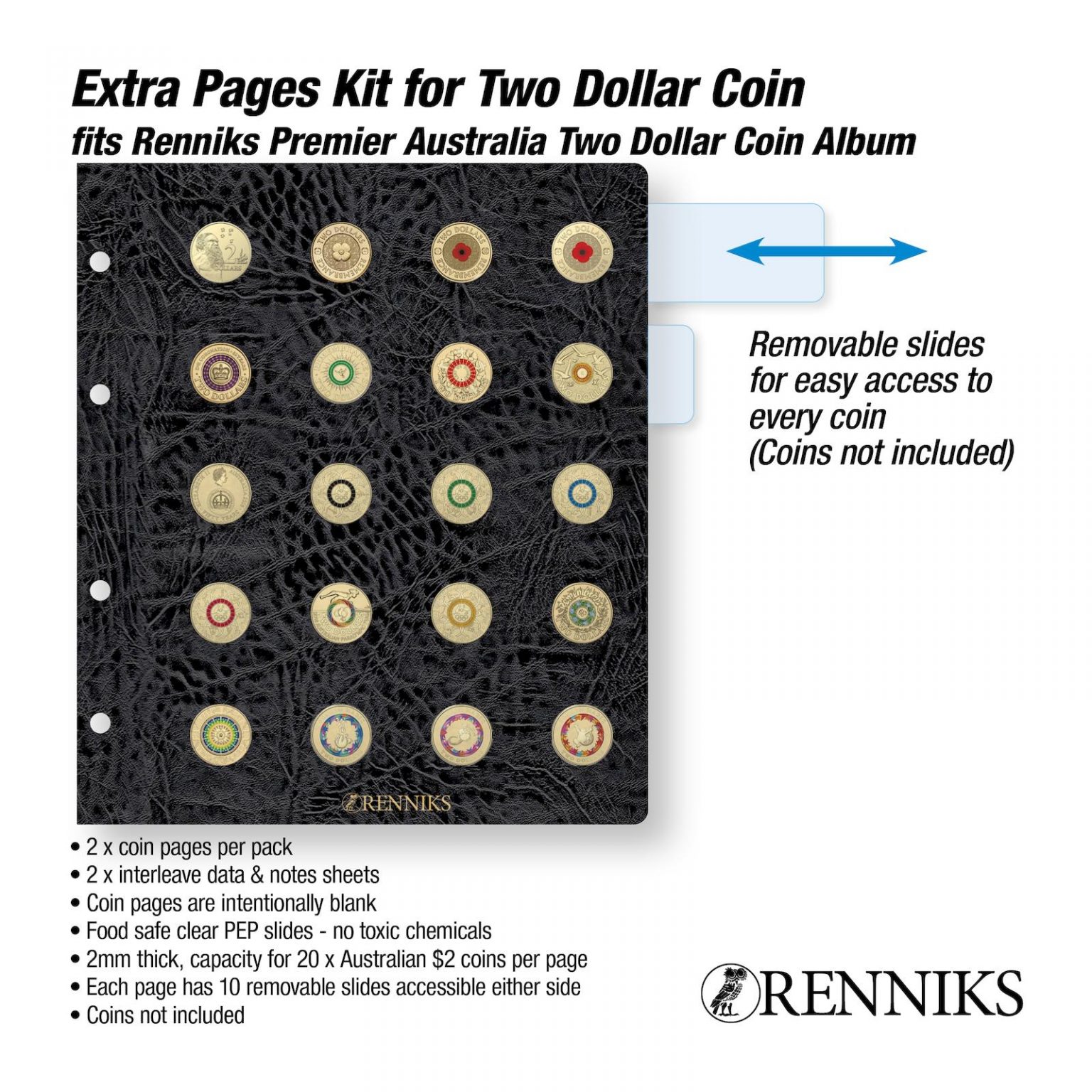 Renniks Premier Coin Album Extra Pages Kit for $2 | Renniks